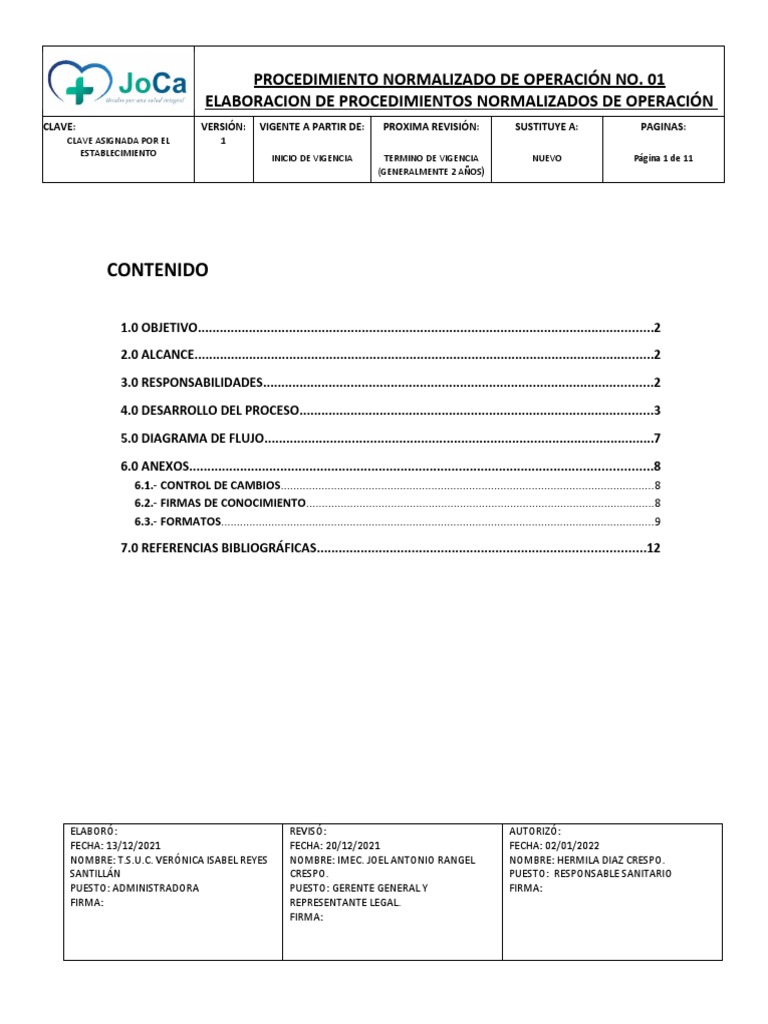 PNO de Elaboración de Procedimientos Normalizados de Operación | PDF