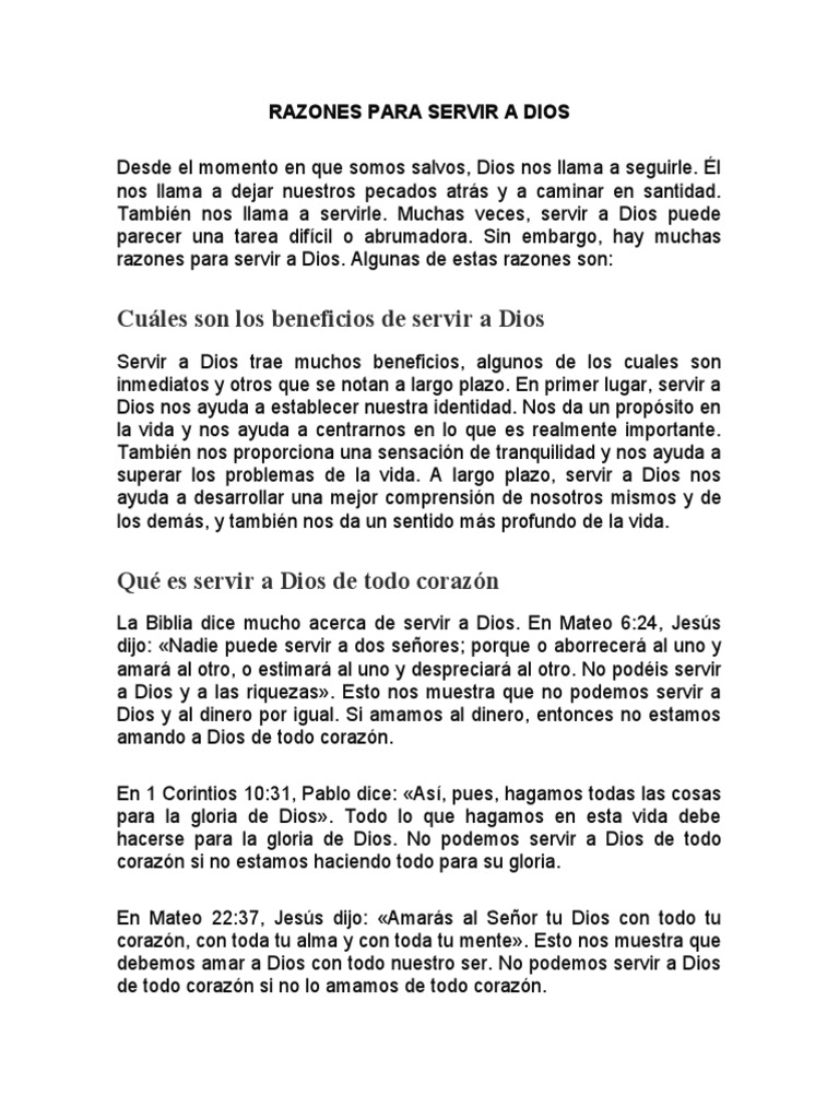 Razones para Servir A Dios | PDF | Dios | Creencia religiosa y doctrina