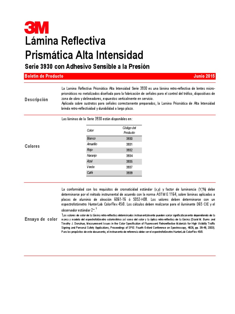 Lámina Tipo IV HIP Alta Intensidad Prismatica | PDF | Color | Papel