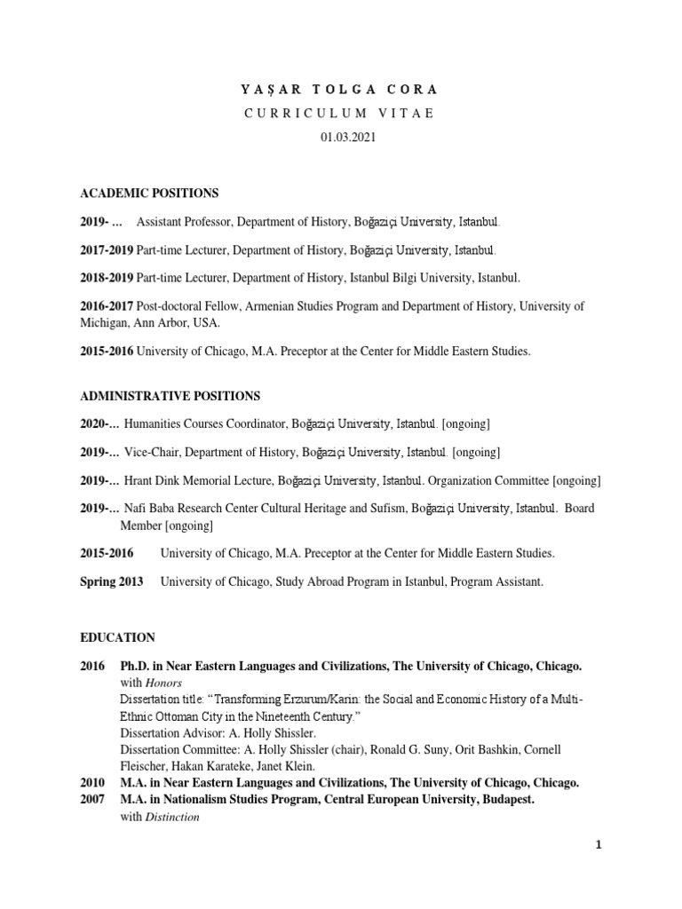 Yasar Tolga Cora CV 0 0 | Download Free PDF | Armenian Genocide | Turkey