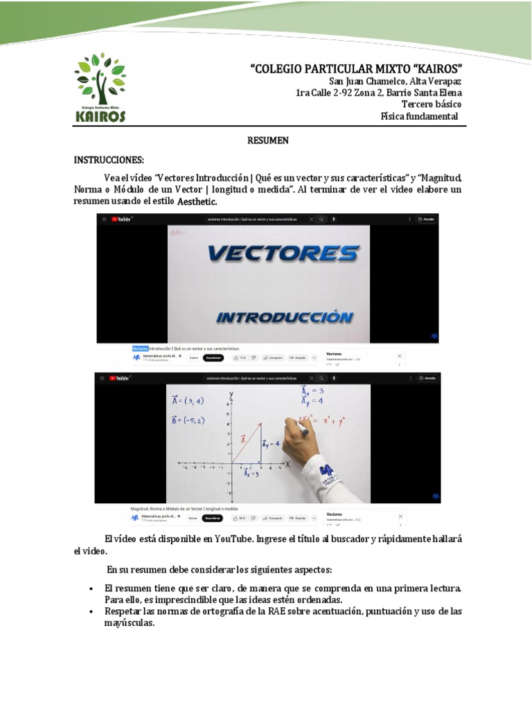 Guia De Vectores Tercero Básico Pdf