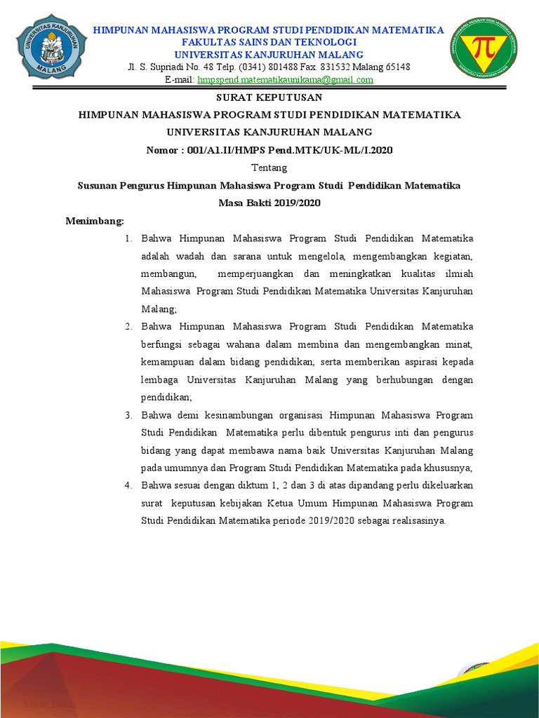 001 SK HMPS Pendidikan Matematika | PDF