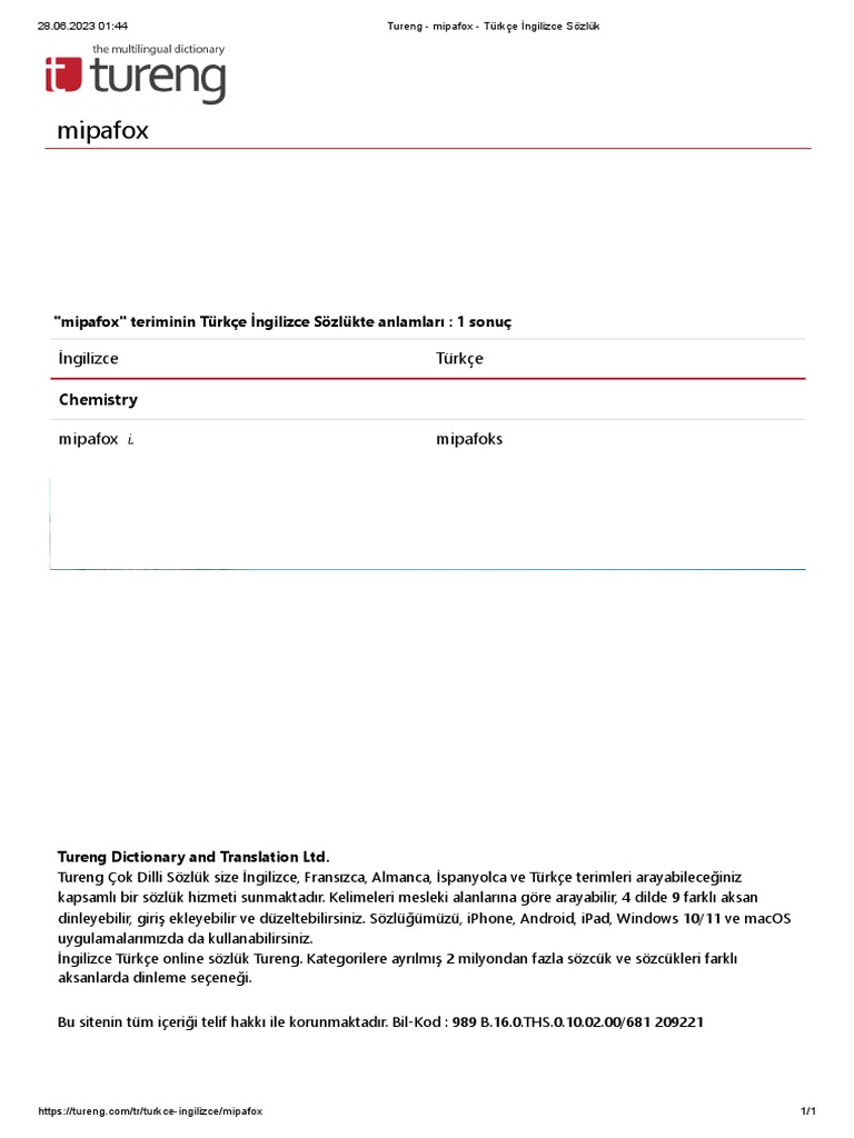 Tureng - Mipafox - Türkçe İngilizce Sözlük | PDF