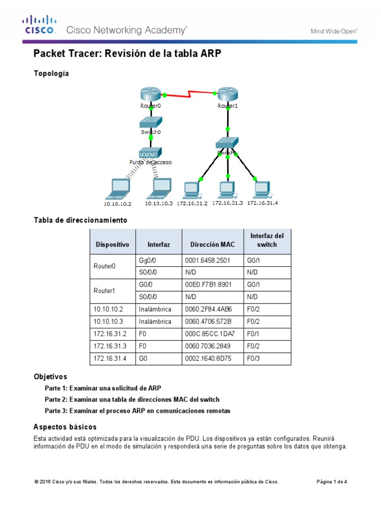 5.3.2.8 Packet Tracer - Examine The ARP Table | PDF | Conmutador de red ...