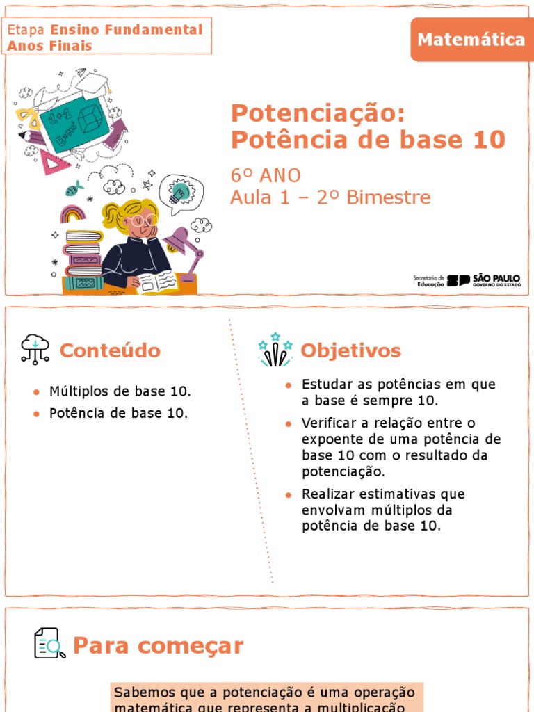 Aula 1 6 Ano Dado Potencia Pdf Exponenciação Números