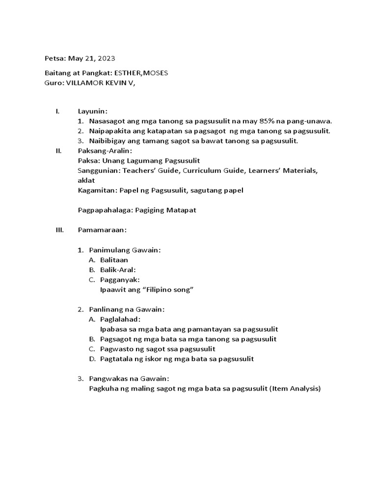 Summative PT LP | PDF