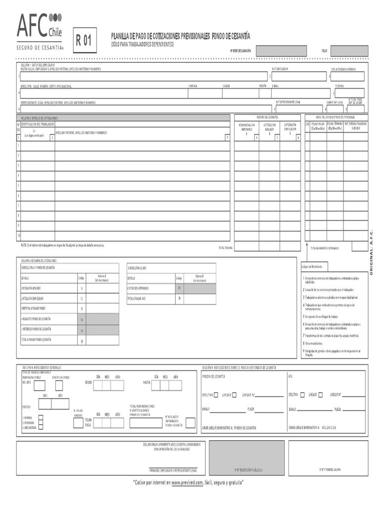 Planilla Pago Afc | PDF