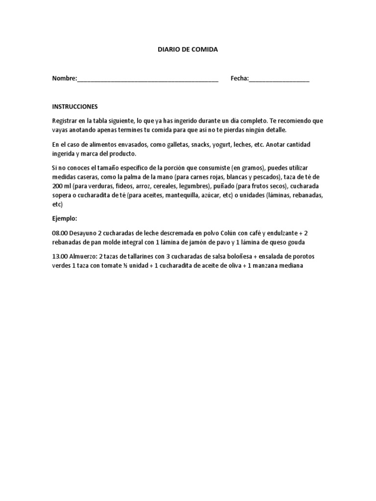 Diario de Comidas | PDF
