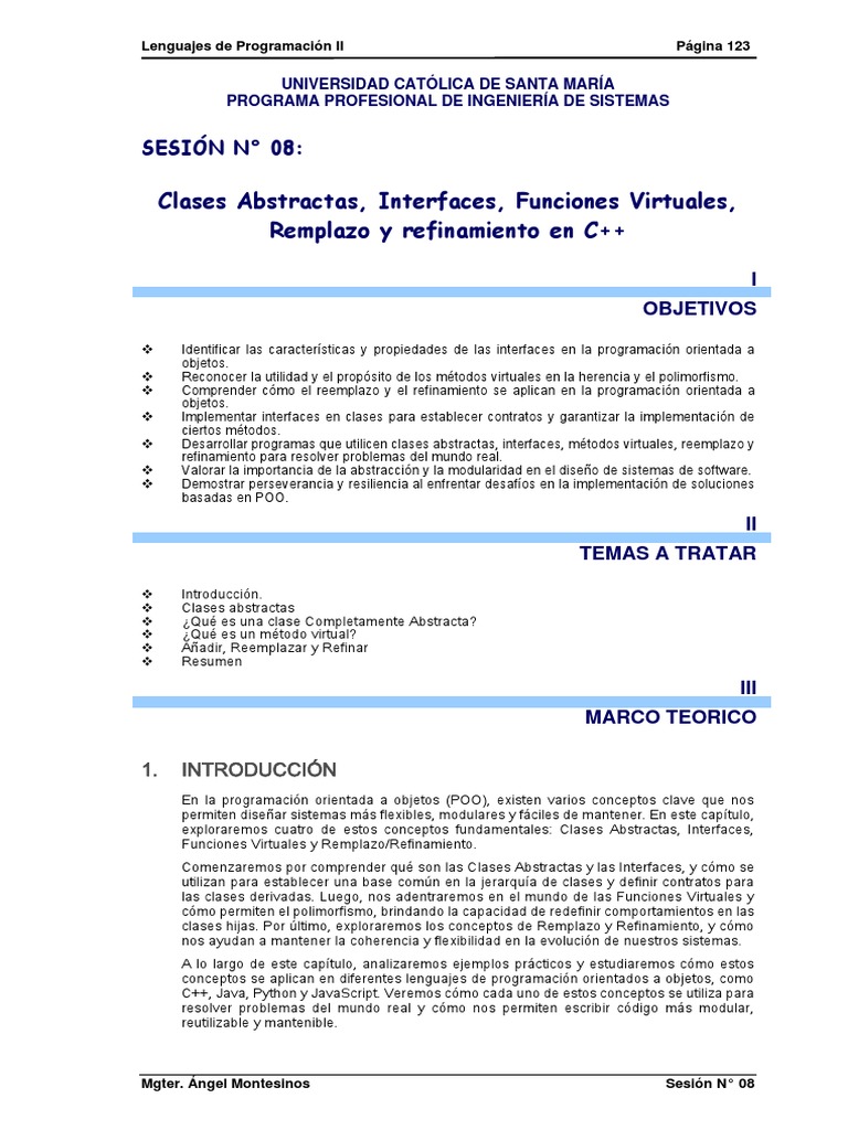 Guía de Prácticas de Lenguajes de Programación II #08 - 2023 | PDF | C ++ | Objeto (informática)