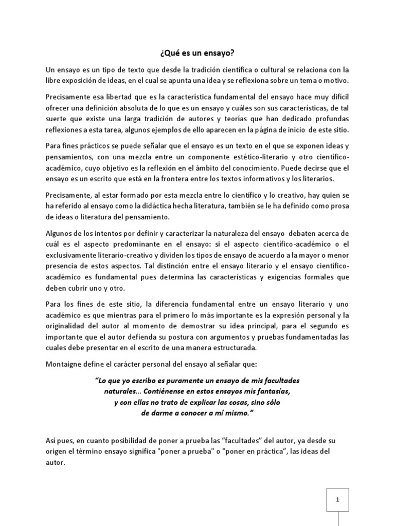 Características y tipos de ensayo | PDF | Ensayos
