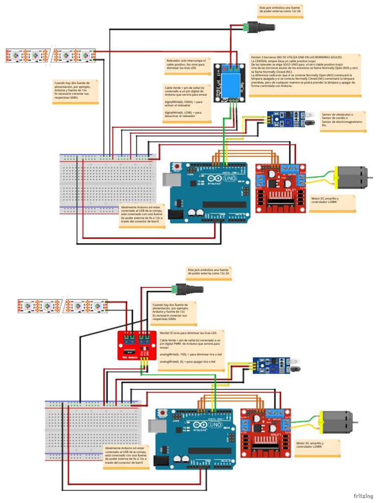 Fritzing PDF Sensor Motor DC Amarillo Led Stay | PDF | Arduino | Diodo emisor de luz