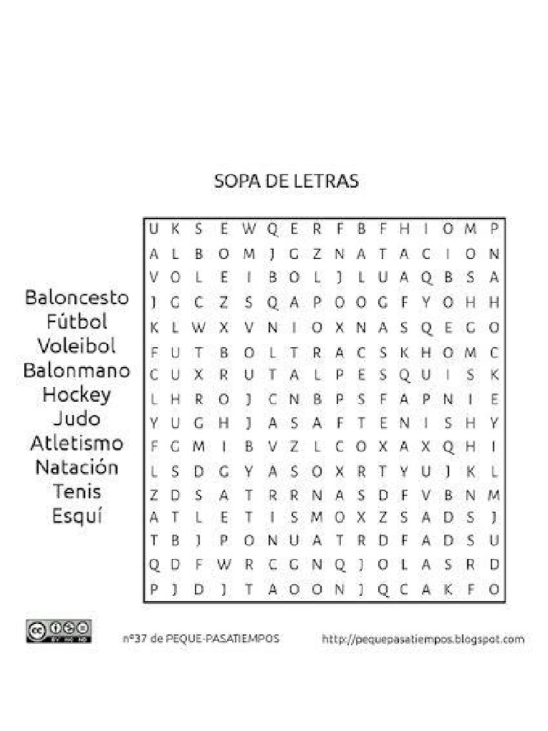 Sopa de Letras - Deportes | PDF