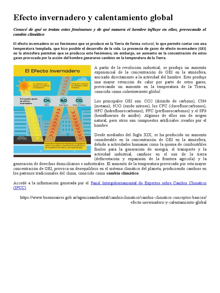 Efecto Invernadero y Calentamiento Global | PDF | Gases de efecto invernadero | Cambio climático