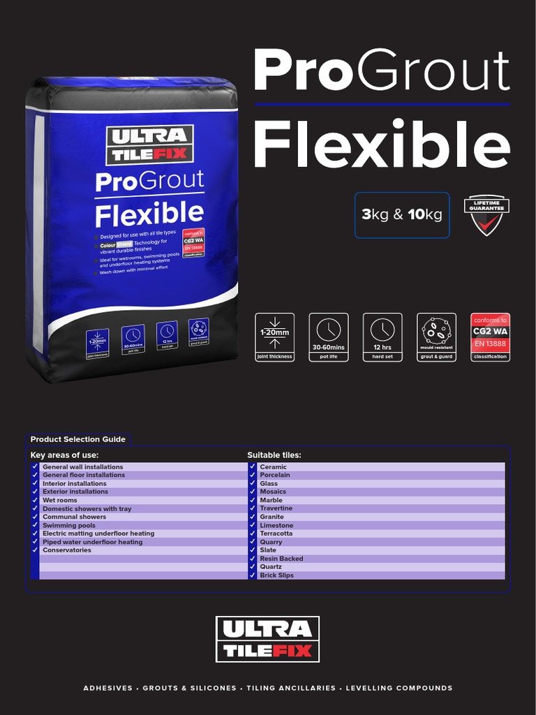 Ultra Tile Fix ProGrout Technical Datasheet | PDF | Tile | Materials