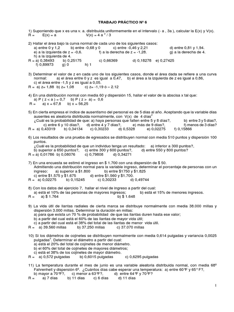 Practica 6 | PDF | Probabilidad | Desviación Estándar