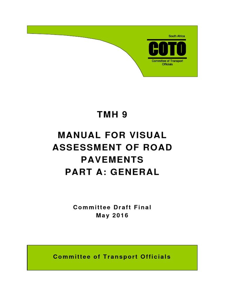 TMH 9: Visual Assessment Manual | PDF | Road | Risk
