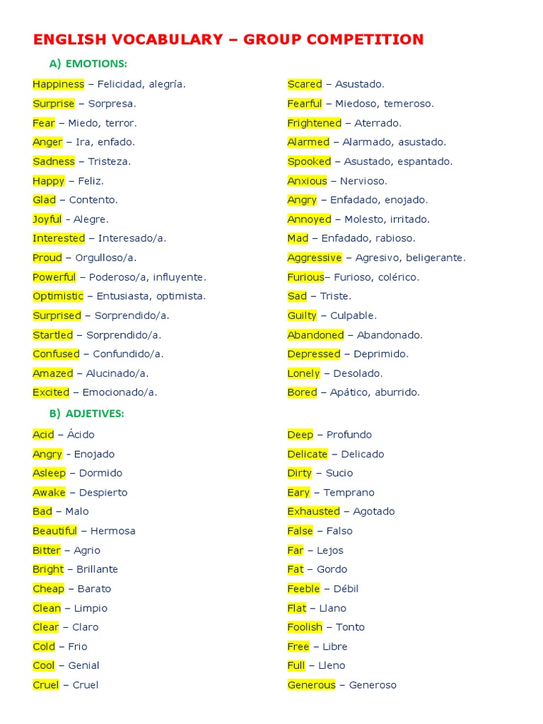 English Vocabulary | PDF