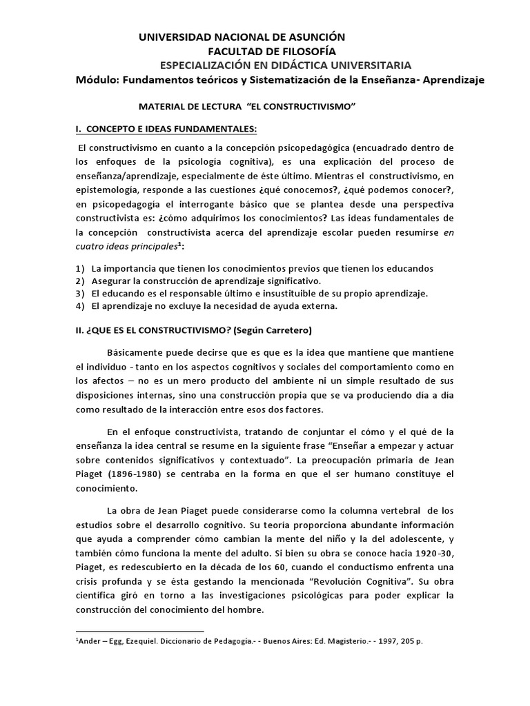 Aprendizaje Constructivista y Piaget | PDF | Constructivismo (filosofía de la educación ...
