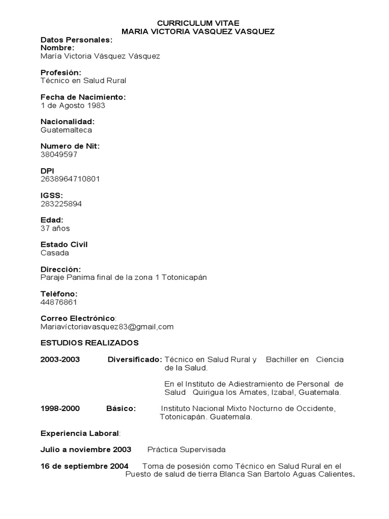 Curriculum Vitae Hoy | PDF | Guatemala