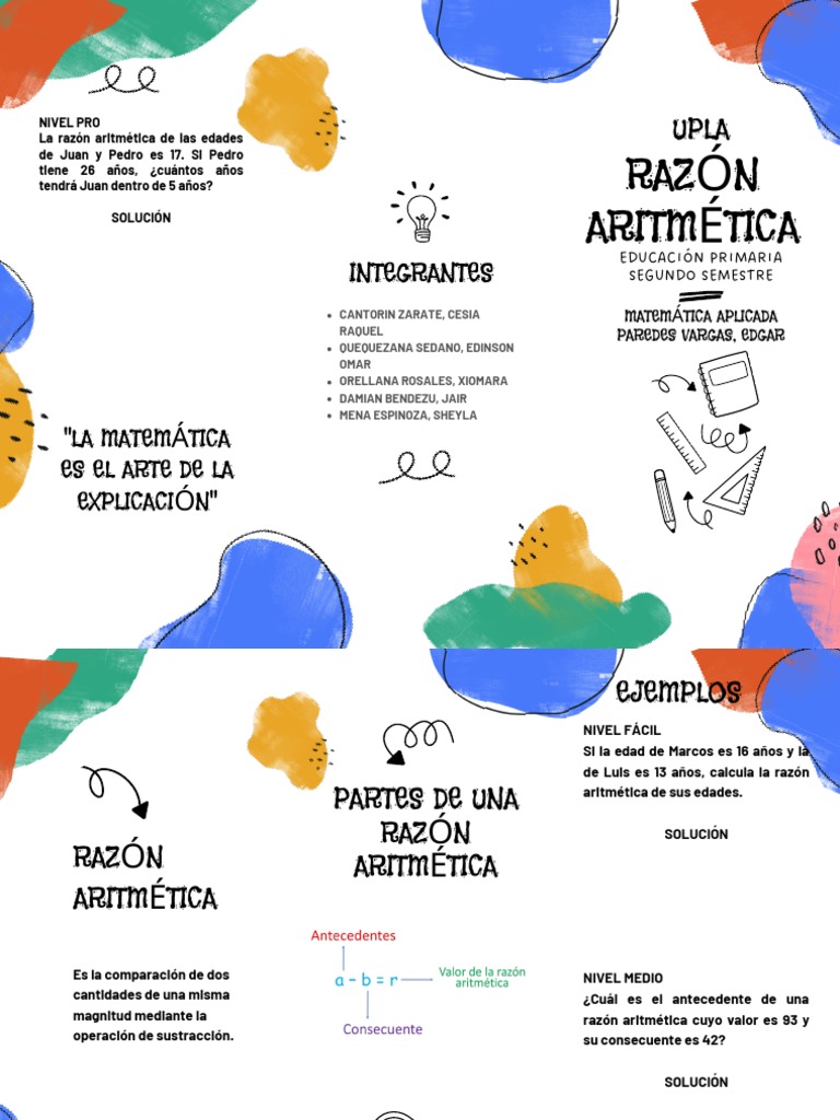 Tríptico RAZÓN ARITMÉTICA | PDF