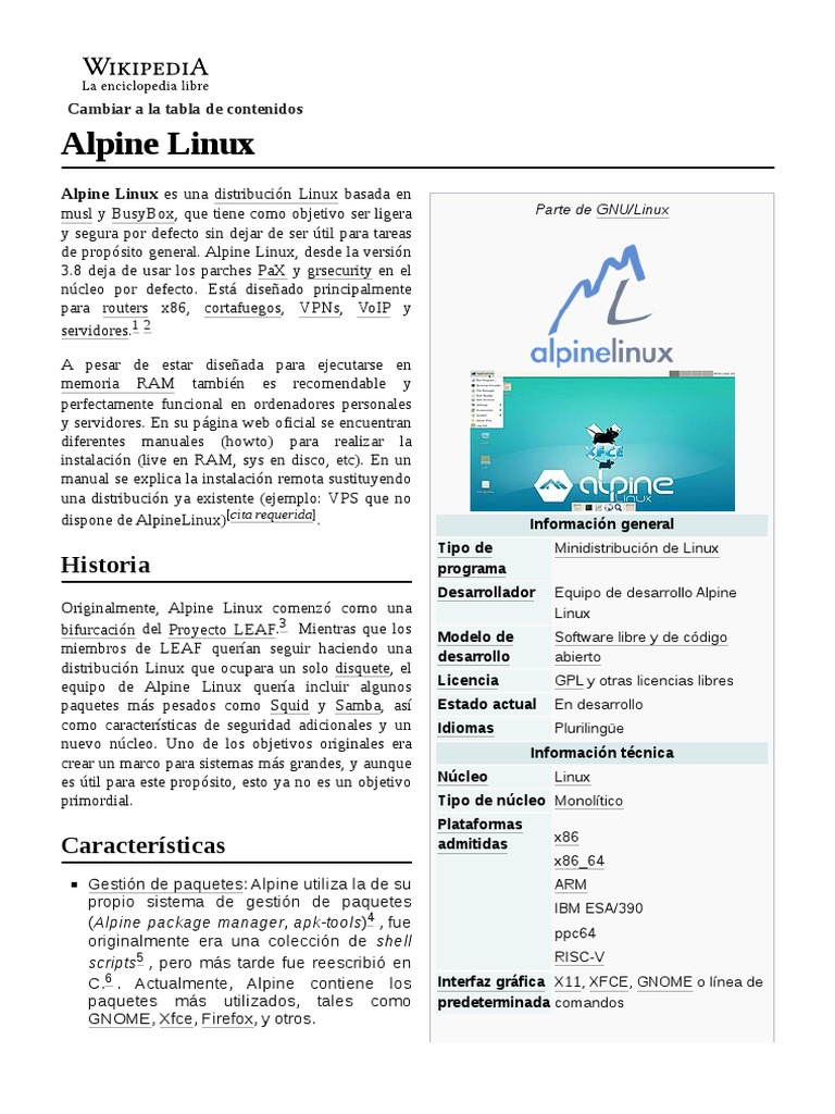Alpine Linux | PDF | Distribución de Linux | Software del sistema