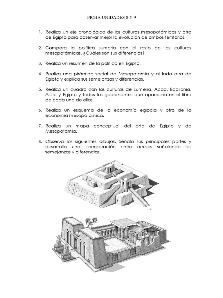 Ficha 13 y 14 Mesopotamia y Egipto | PDF