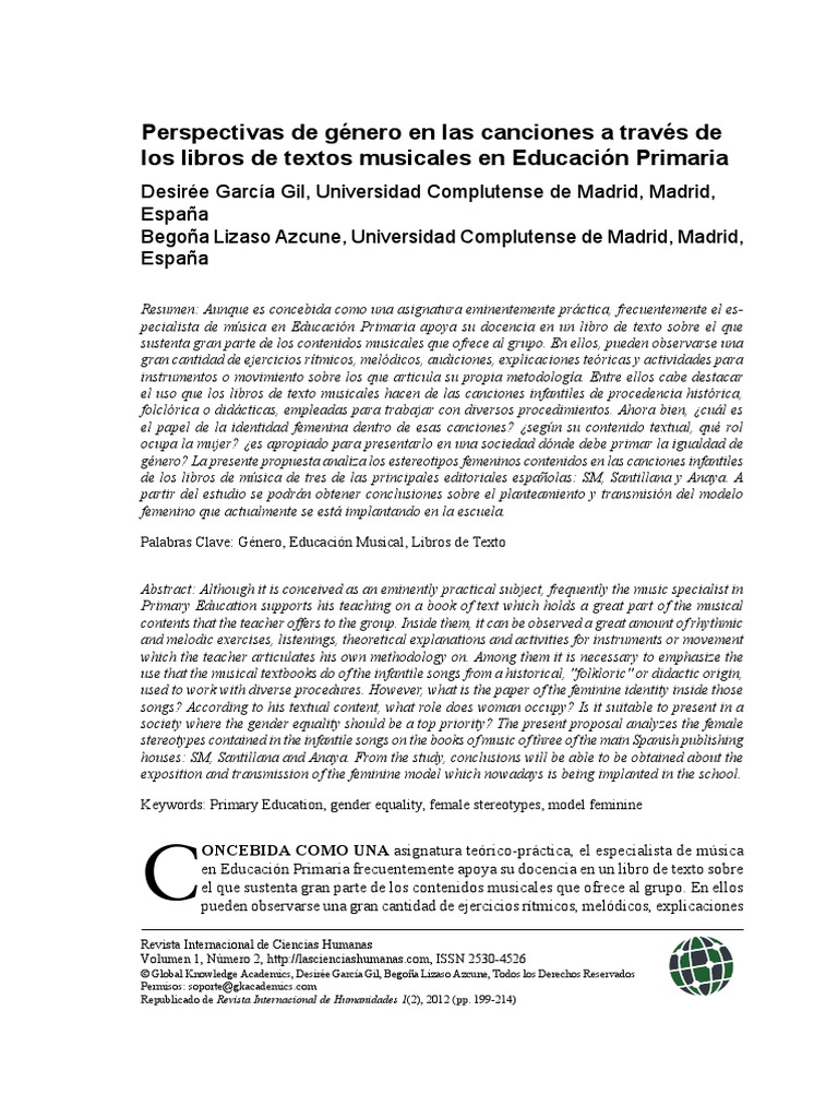 Perspectivas de GÉNERO EN LAS CANCIONES | PDF | Sexismo | Género