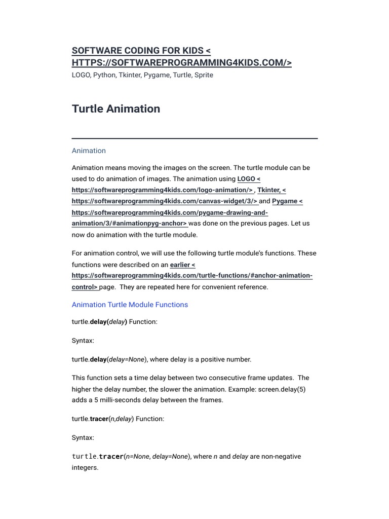 Turtle Animation Software Coding For Kids Pdf Computer Keyboard