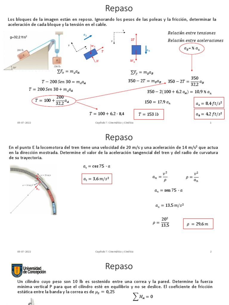 repaso certamen 2 | PDF | Cinemática | Mecánica