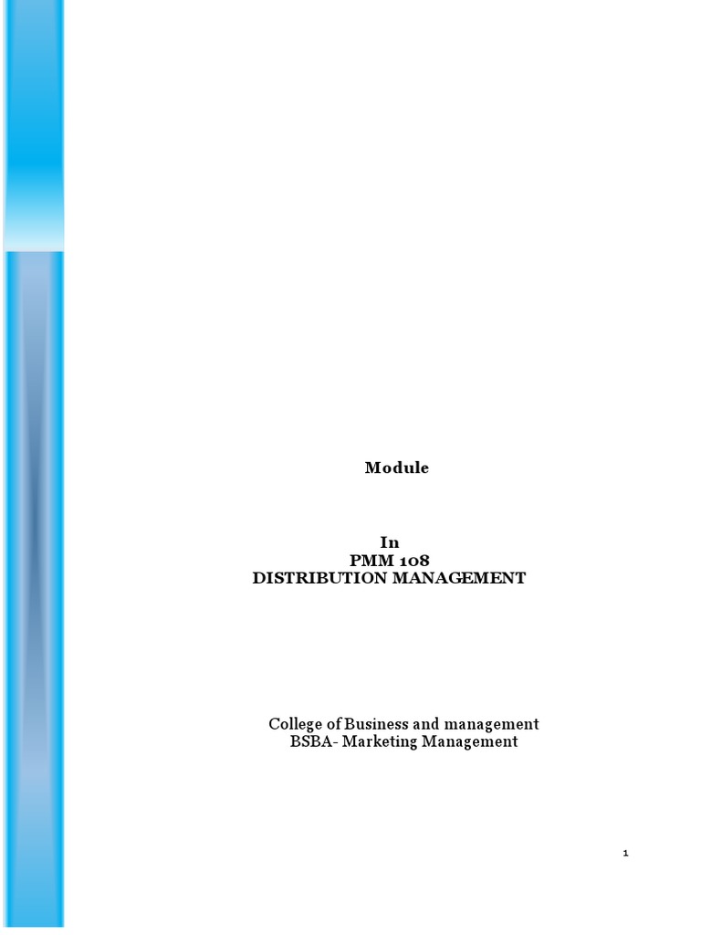 Distribution M1 | PDF | Marketing | Retail
