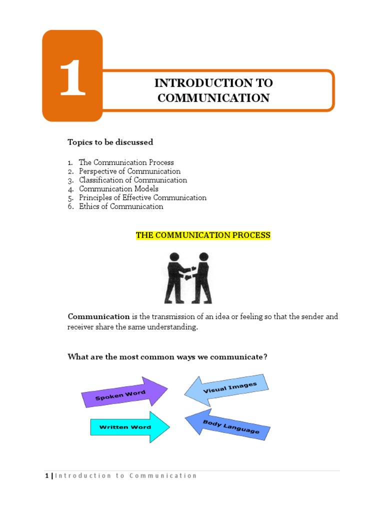 Introduction To Communication | PDF | Communication | Nonverbal ...