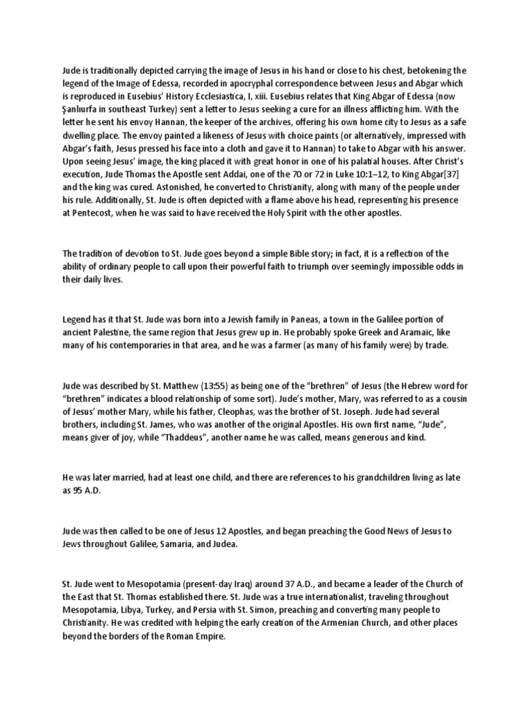 St. Jude Thaddeus: Apostle and Patron Saint | PDF | Abrahamic Religions