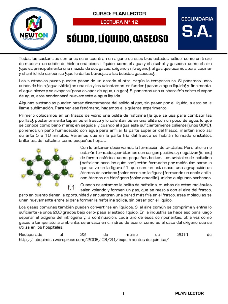 Estados de la Materia: Sólido, Líquido y Gaseoso | PDF | Agua | Gases