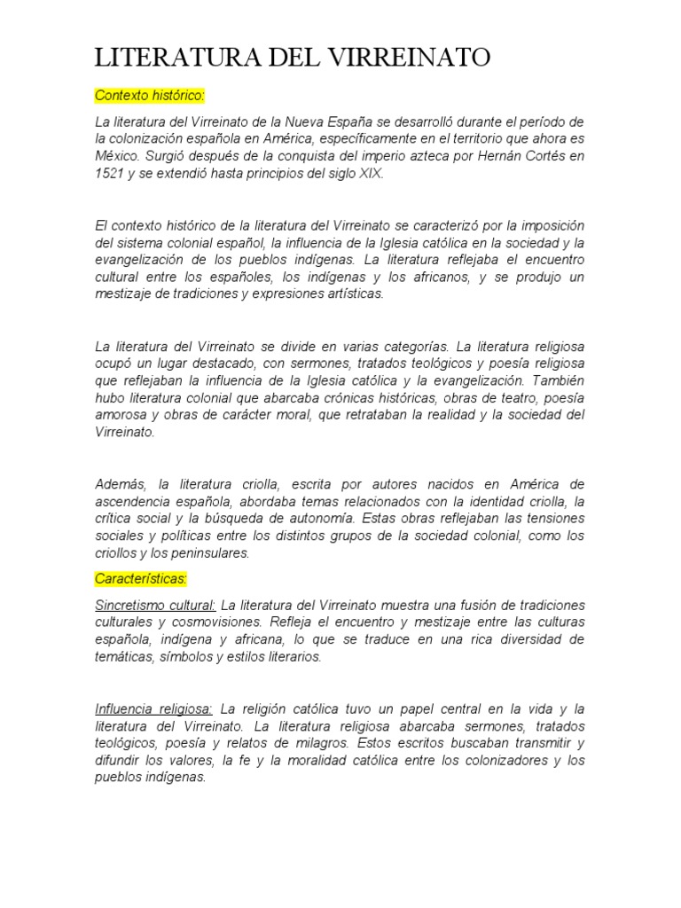 Literatura Del Virreinato | PDF | Nueva españa | España