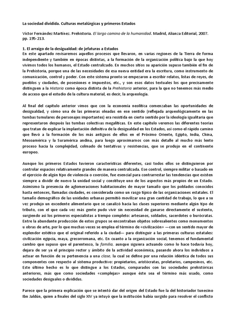 12 La Sociedad Dividida. Culturas Metalrgicas y Primeros Estados 1 | PDF | Mesopotamia | Sociedad