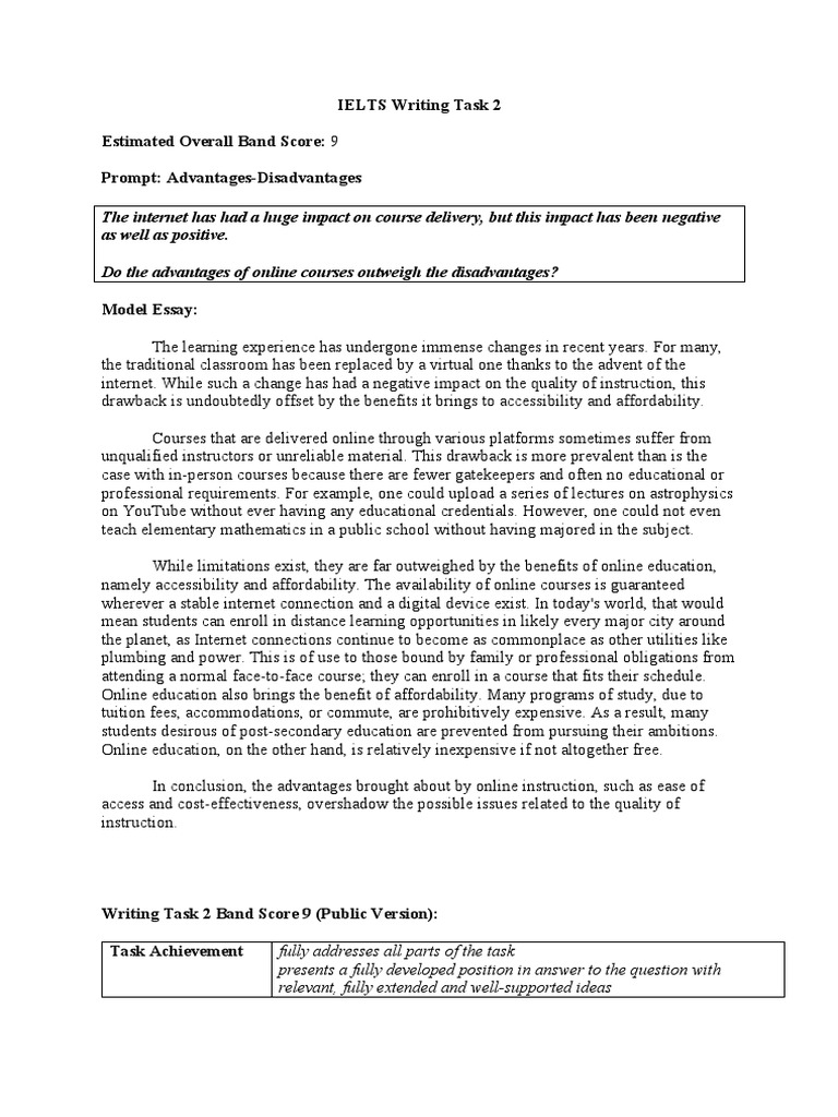 2.1 IELTS Writing Essay Adv - Dis Online Courses Edit 1 PDF | PDF ...