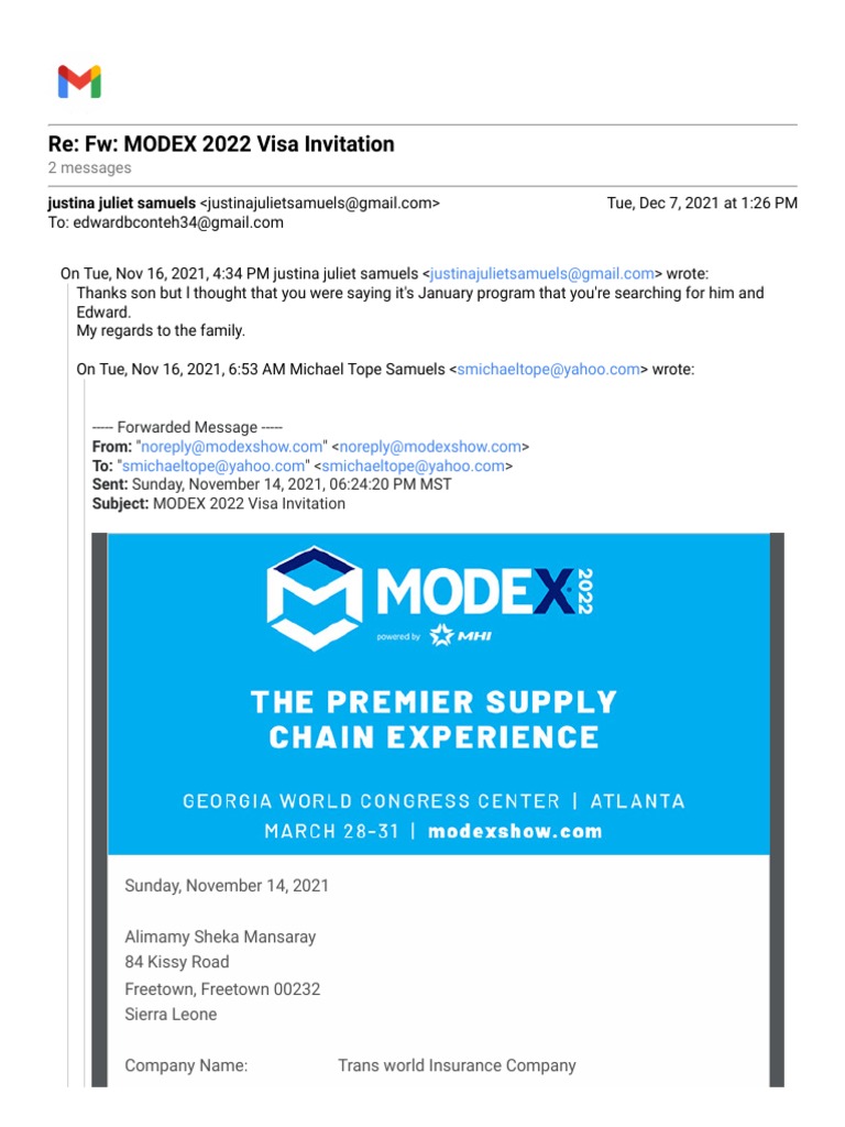 MODEX 2022 Visa Invitation | PDF | International Relations | National Security