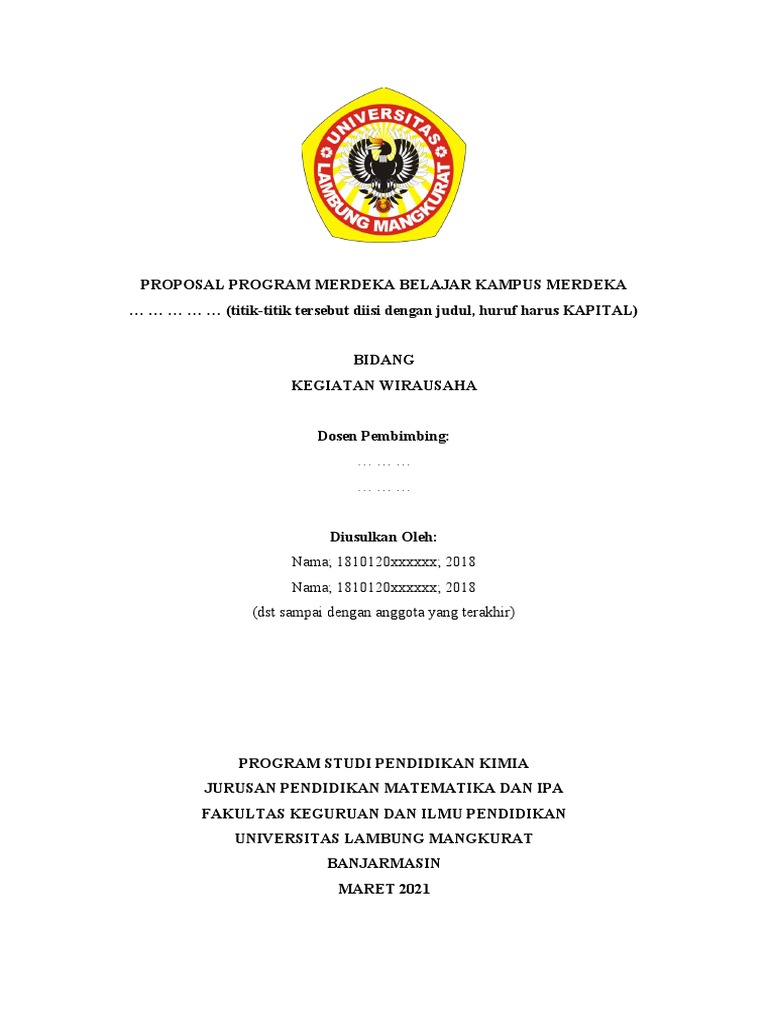 Format Proposal MBKM Bidang Kegiatan Wirausaha | PDF
