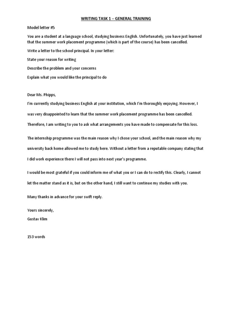 Task 1 Model Letter 5 | PDF