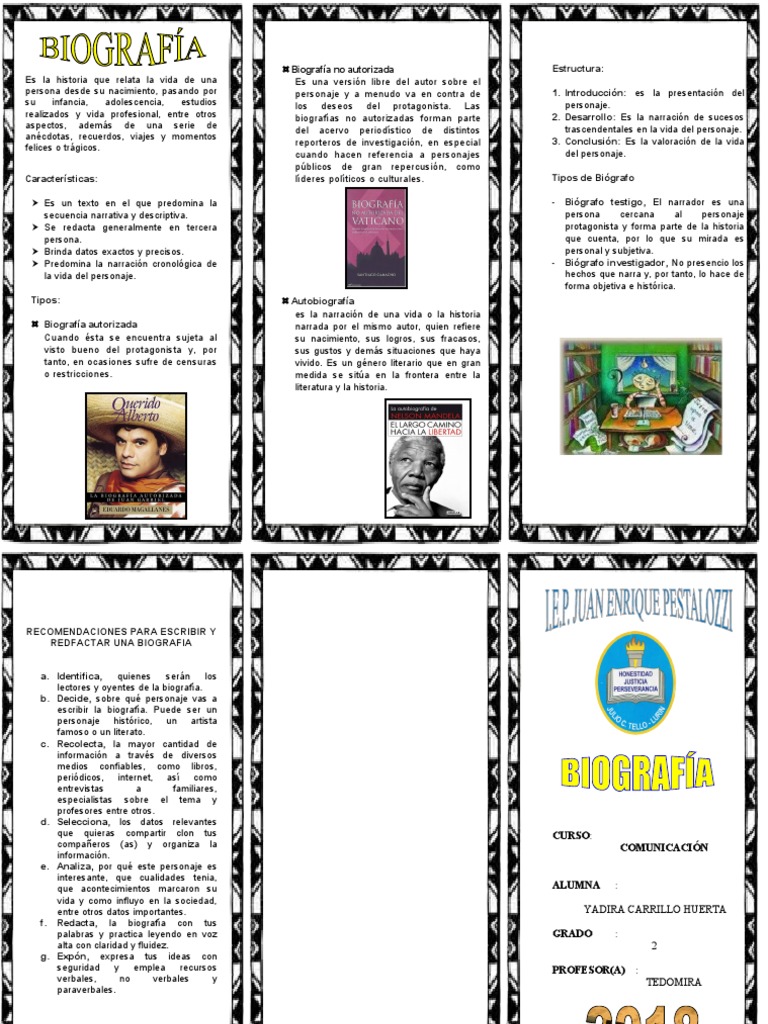 Triptico BIOGRAFIA | PDF | Narración | Biografía