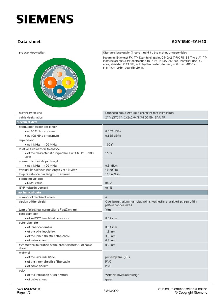 6XV18402AH10 Datasheet en | PDF | Building Engineering | Materials