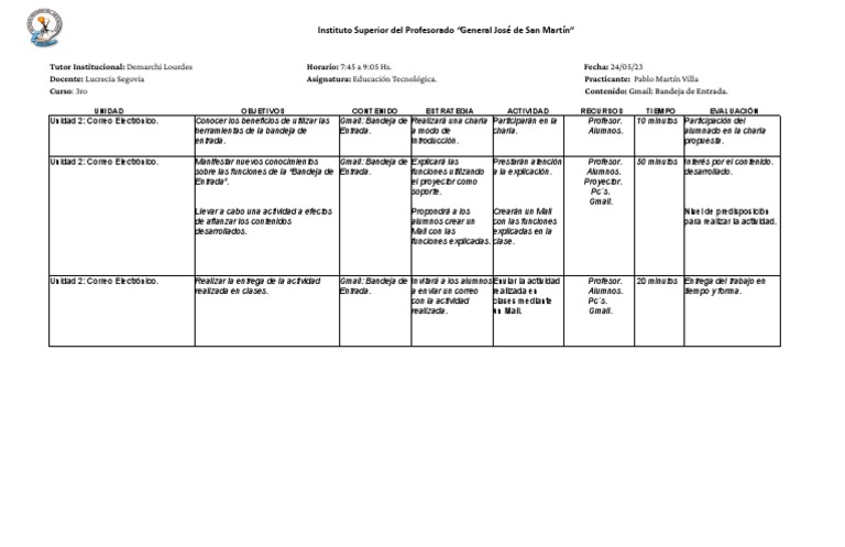 Plan de Clases 1. | PDF | Gmail | Aprendizaje