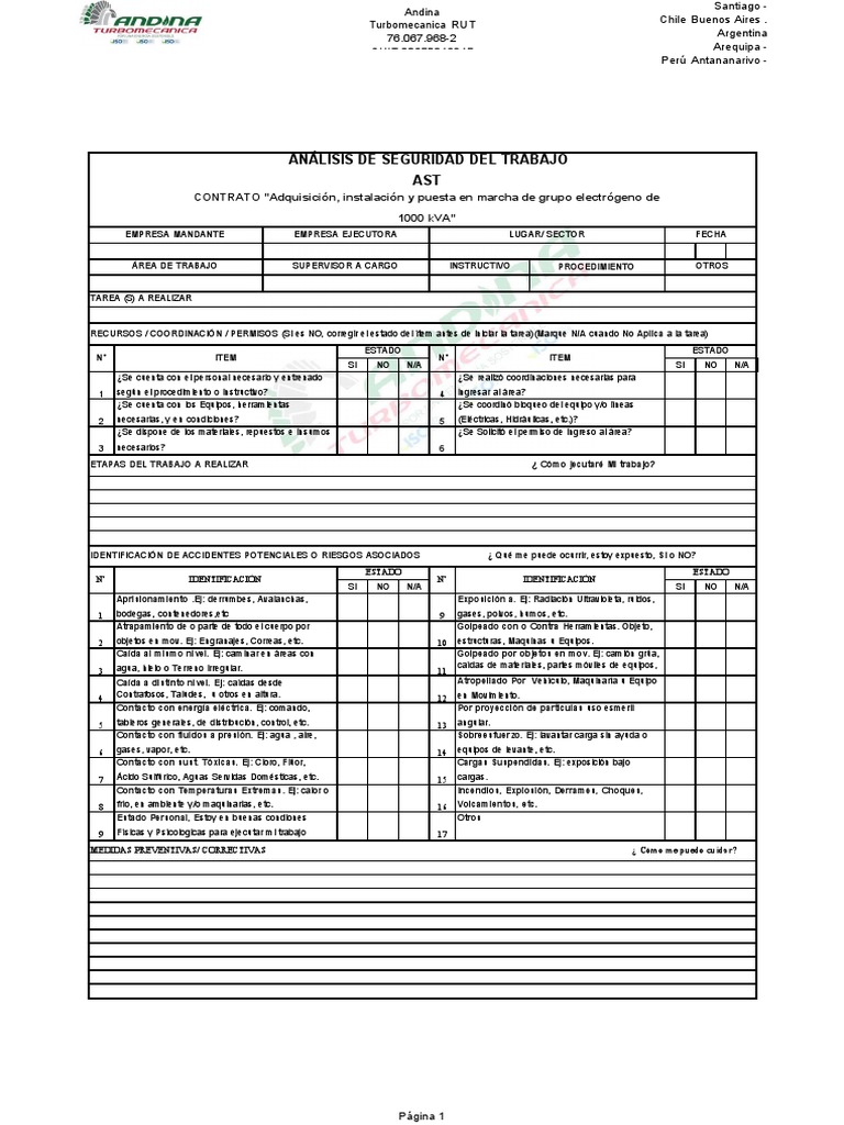 Ast (Analisis de Trabajo Seguro) | PDF | Agua | Materiales