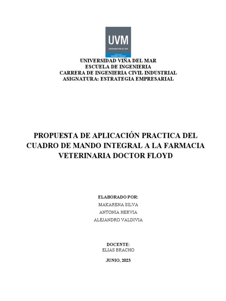 Informe de Cuadro de Mando Integral - Farmacia DR Floyd | PDF | Cadena de valor | Business