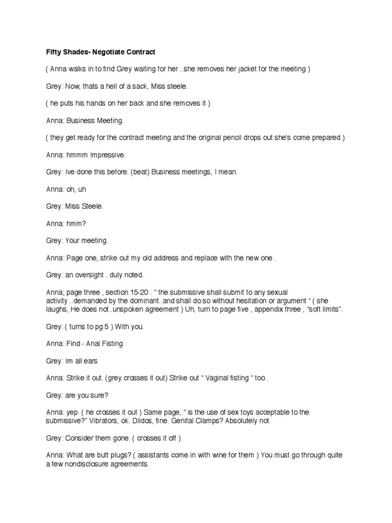 Fifty Shades of Grey Anna Grey Contract | PDF | Human Sexuality