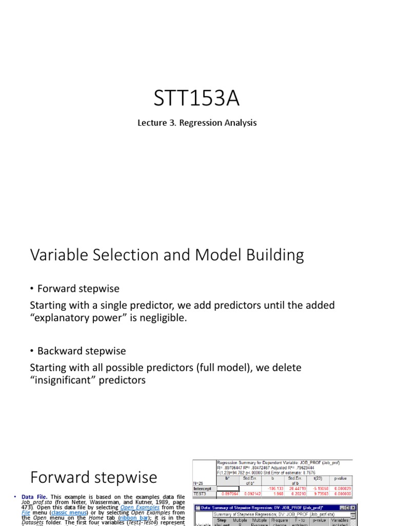 Lecture 3 Part 1 Regression Analysis Pdf Errors And Residuals 6088