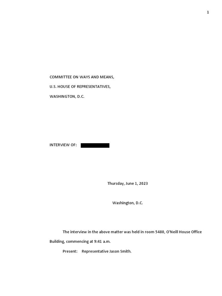 House Ways and Means Whistleblower 2 Transcript Redacted - Hunter Tax ...