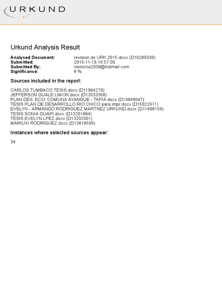 Urkund Report - Revision de URK 2015.docx (D16285038) | PDF | Planificación | Población