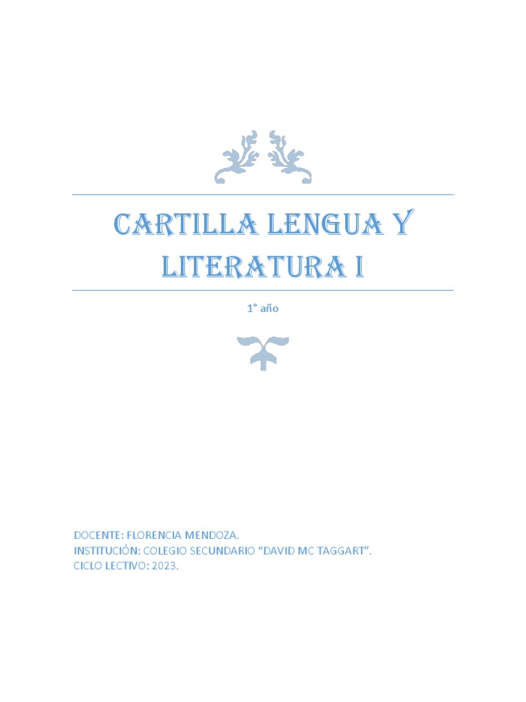 Cartilla 1° Año Lengua y Literatura I | PDF | Verbo | Sustantivo