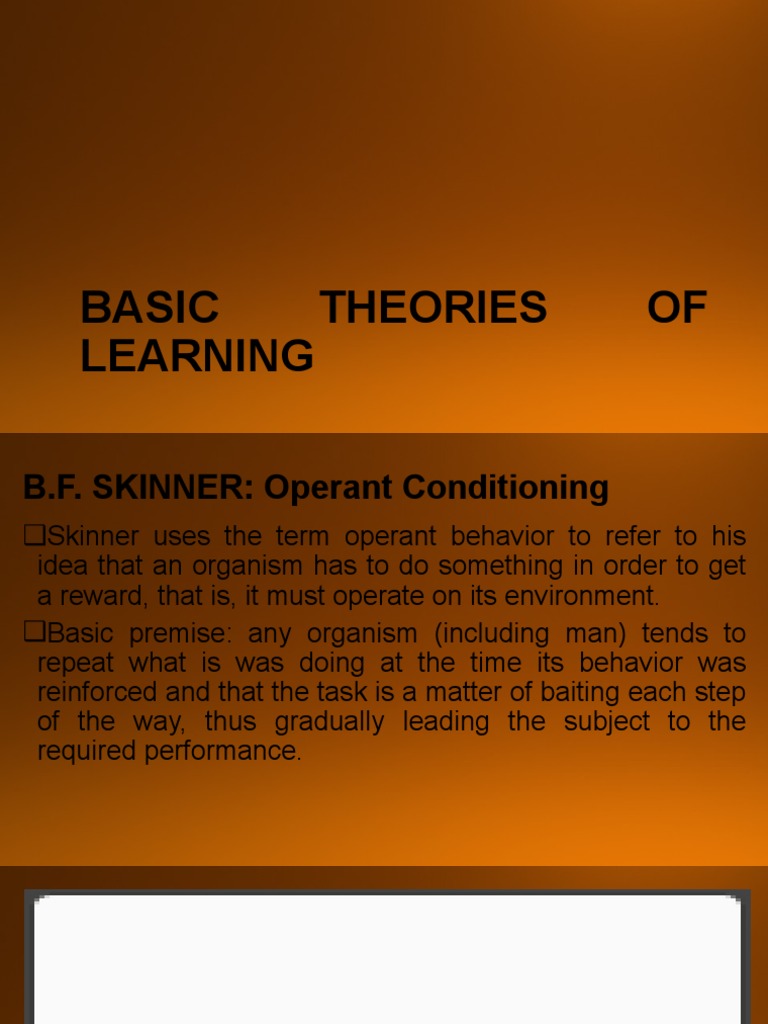 Basic Theories of Learning - BF Skinner | PDF | Reinforcement ...